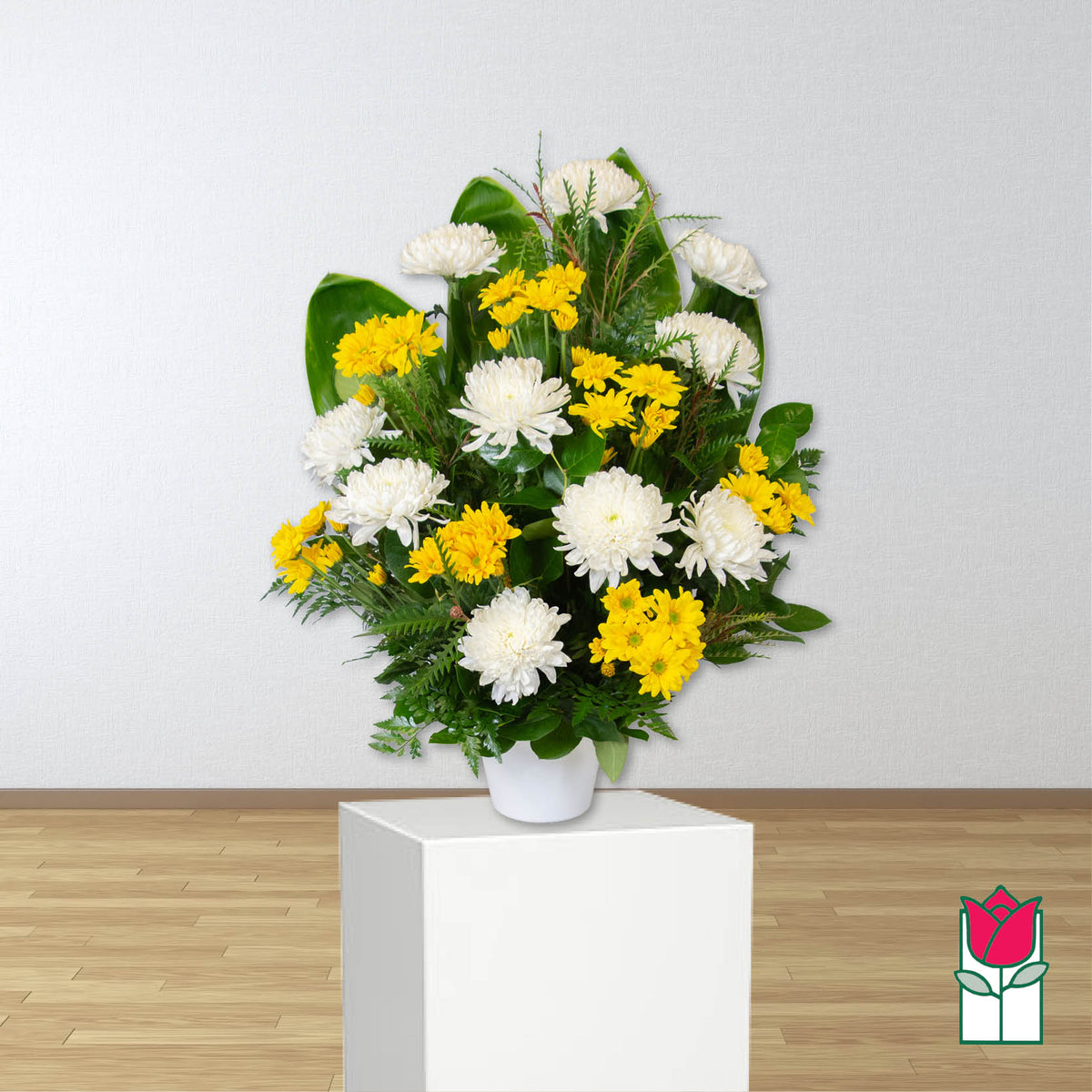 Yellow & White Arrangement – Aloha Sympathy Flowers By Beretania Florist