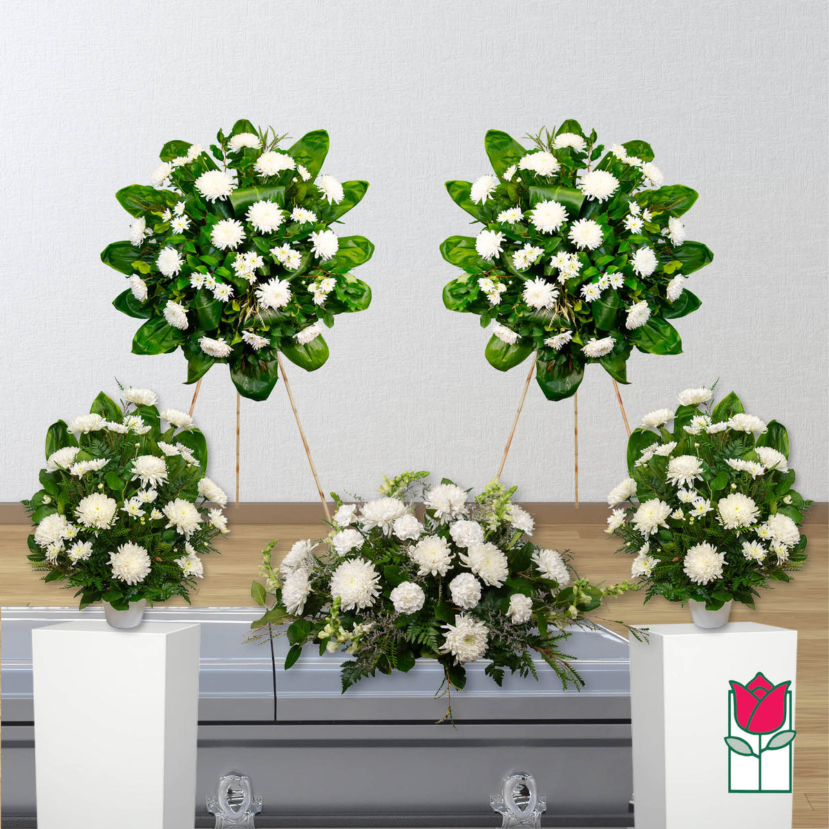 White Casket Spray – Aloha Sympathy Flowers By Beretania Florist