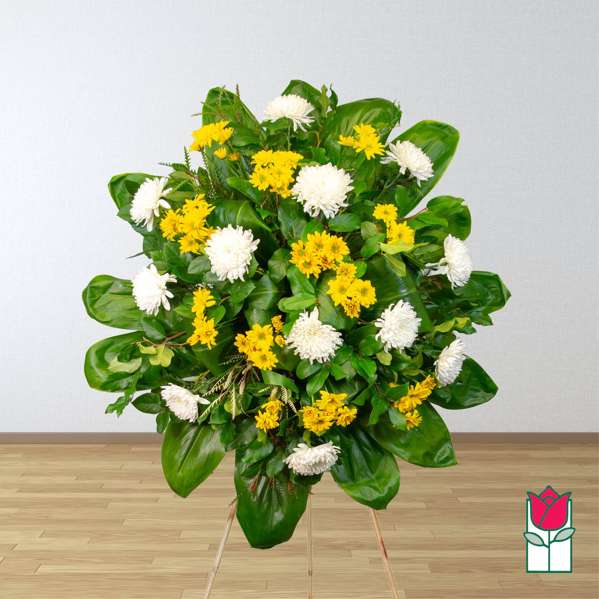 Yellow & White Standing Spray Wreath – Aloha Sympathy Flowers By ...