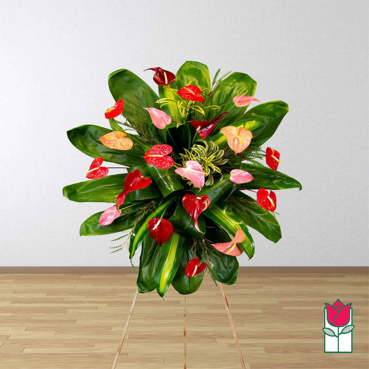 Tropical Standing Spray Wreath – Aloha Sympathy Flowers By Beretania ...
