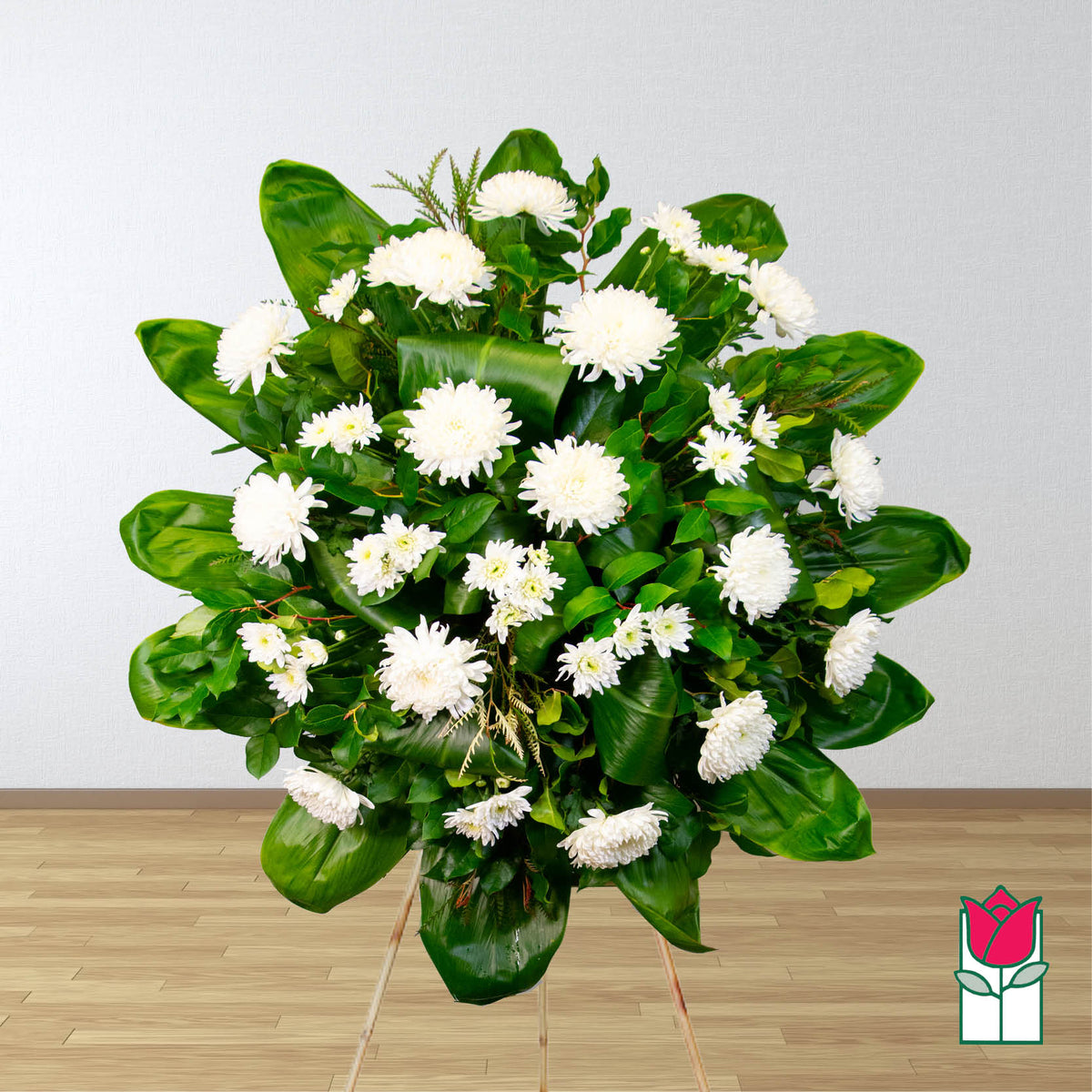 White Standing Spray Wreath – Aloha Sympathy Flowers By Beretania Florist